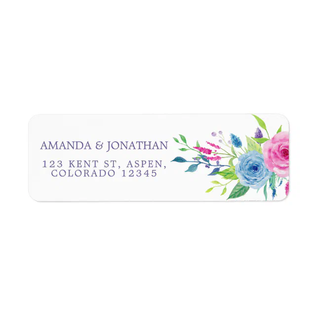 Ultra Violet Combo Watercolor Floral Wedding Label | Zazzle