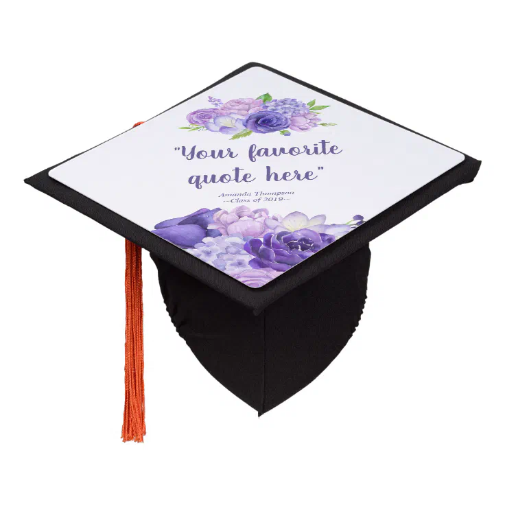 Ultra Violet Floral personalized Graduation Cap Topper | Zazzle