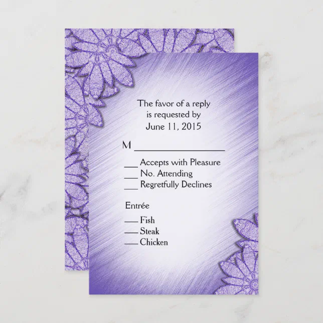 Ultra Violet Hue Floral RSVP with Entree Selection Invitation | Zazzle