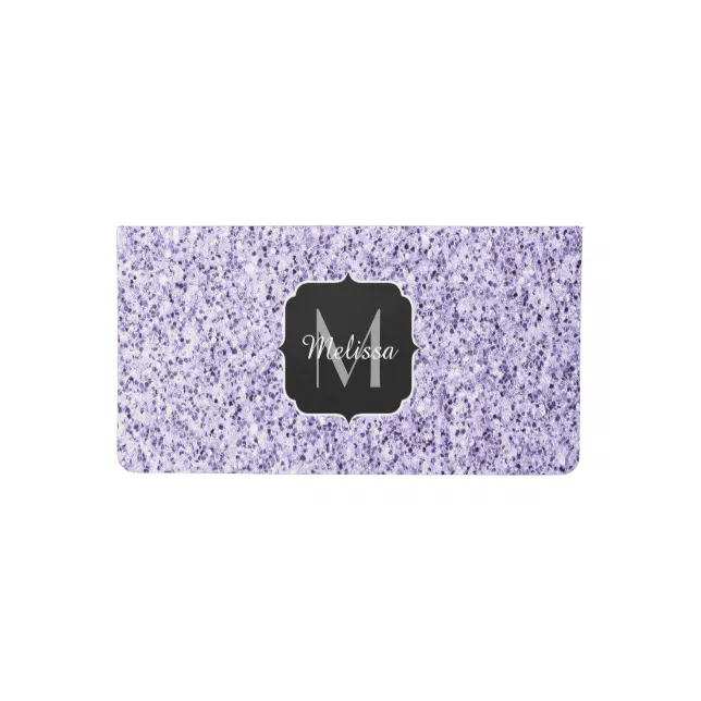 Ultra violet light purple glitter sparkle Monogram Checkbook Cover | Zazzle