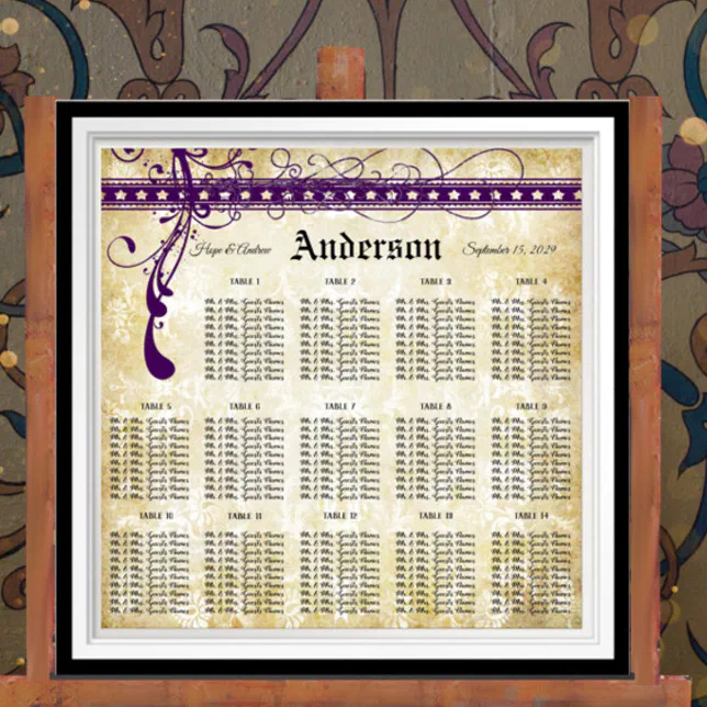 Ultra Violet Medieval Renaissance Seating Chart | Zazzle