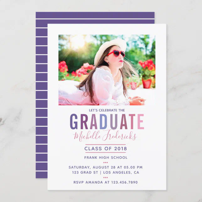 Ultra Violet palette Graduation Party invitation | Zazzle