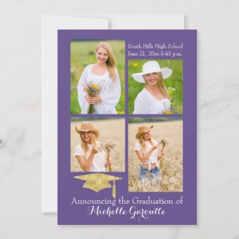 Ultra Violet Photo Graduation Announcement Card | Zazzle