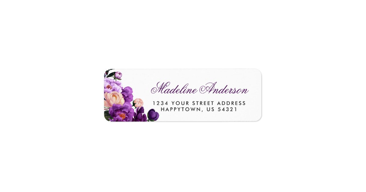 Ultra Violet Purple Floral Watercolor Label | Zazzle