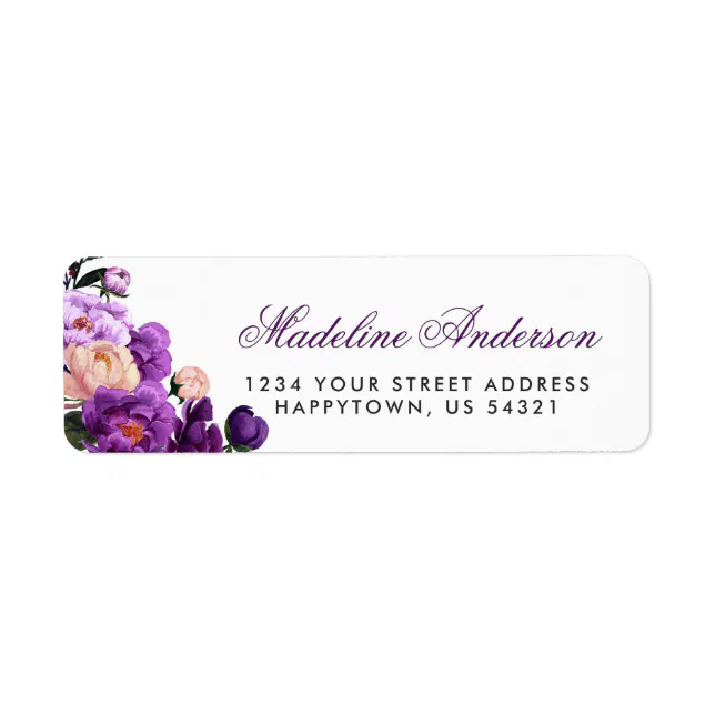 Ultra Violet Purple Floral Watercolor Label | Zazzle