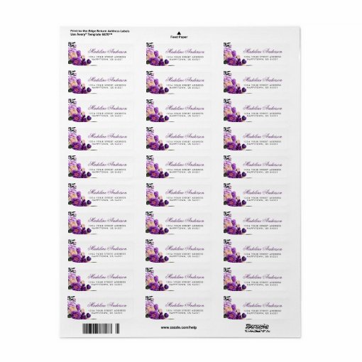 Ultra Violet Purple Floral Watercolor Label | Zazzle