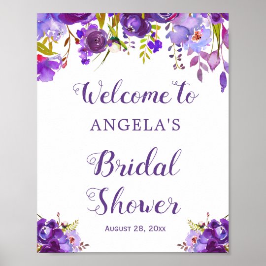 Ultra Violet Purple Floral Welcome Wedding Sign | Zazzle.com