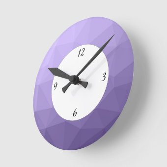 Ultra violet purple geometric mesh round clock | Zazzle