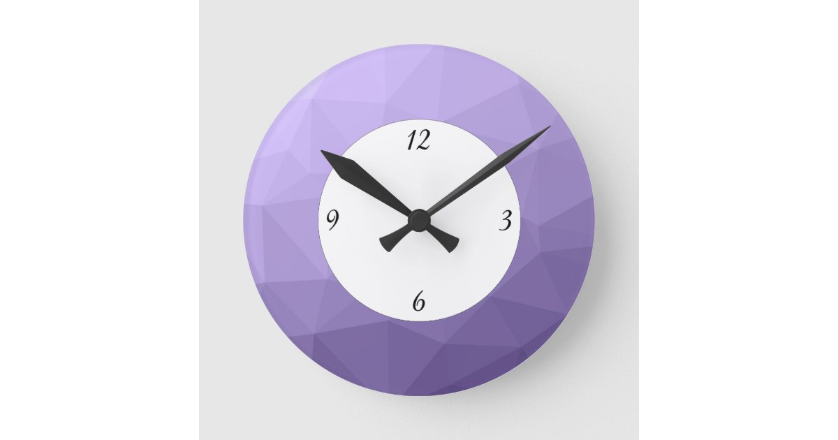 Ultra violet purple geometric mesh round clock | Zazzle