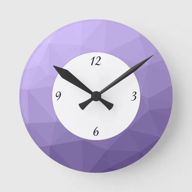 Ultra violet purple geometric mesh round clock | Zazzle