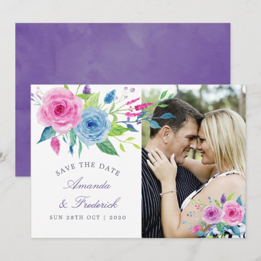 Ultra Violet themed Floral Wedding Save the Date | Zazzle