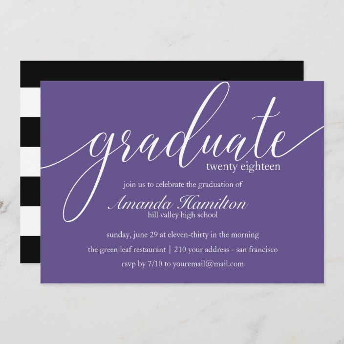 Ultra violet typography Graduation Invitation | Zazzle.com