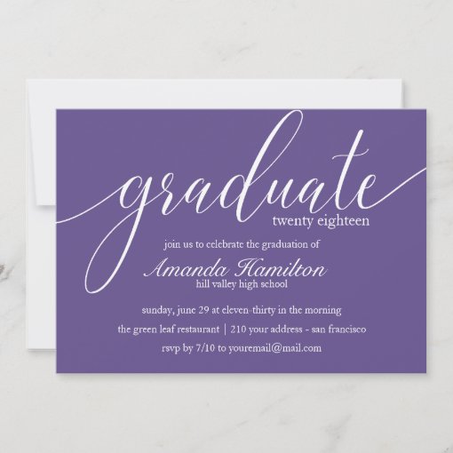 Ultra violet typography Graduation Invitation | Zazzle