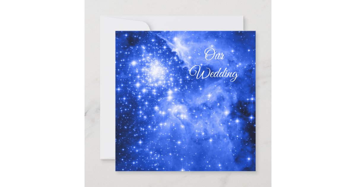 Ultramarine Blue Stars Cosmic Wedding Invitation | Zazzle