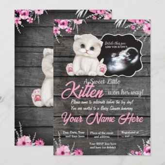Ultrasound Baby Cat Baby Shower Invitation, rustic Invitation | Zazzle