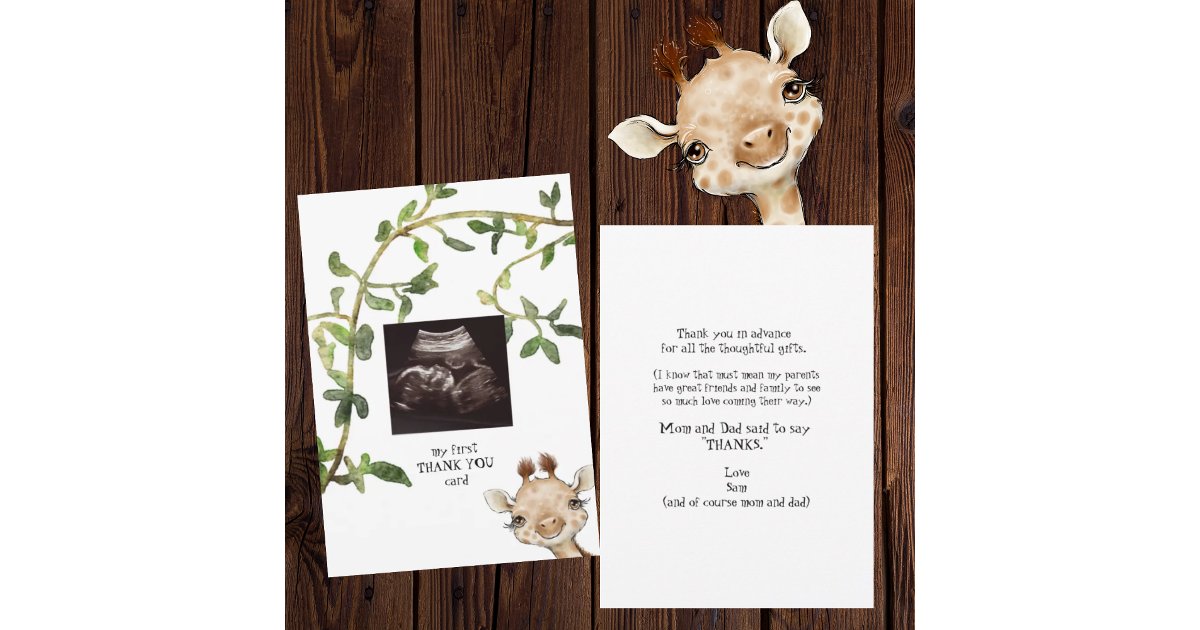 Ultrasound Photo Giraffe Thank You | Zazzle