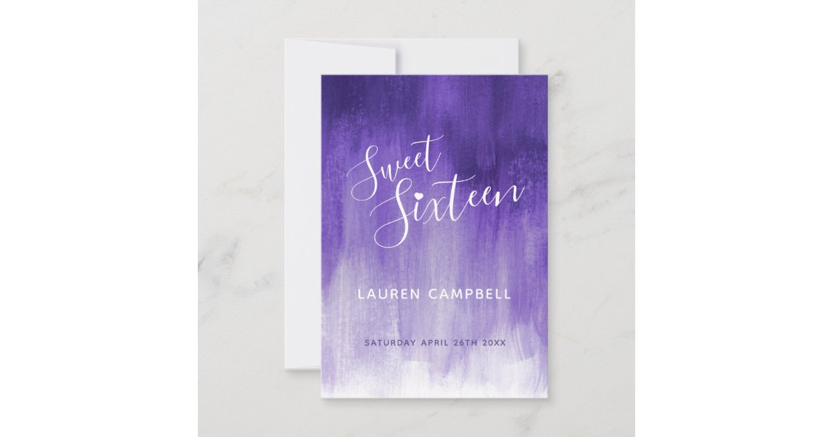 Ultraviolet abstract modern art sweet 16 RSVP card | Zazzle