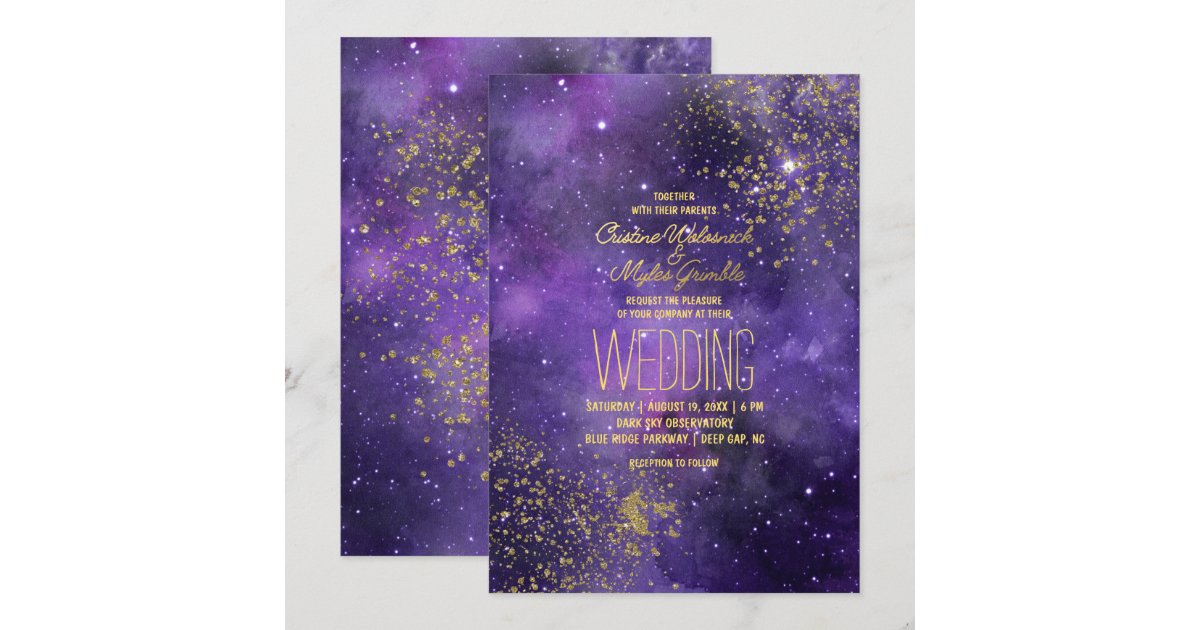 Ultraviolet Wedding | Glam Starry Night Invitation | Zazzle