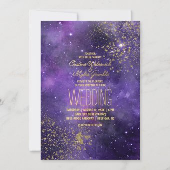 Ultraviolet Wedding | Glam Starry Night Invitation | Zazzle