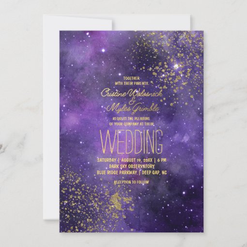 Ultraviolet Wedding | Glam Starry Night Invitation | Zazzle