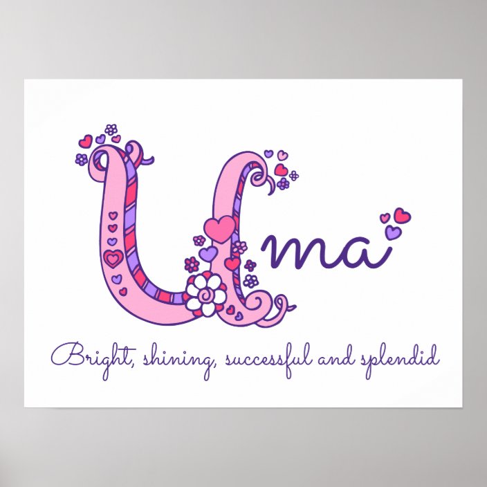 Uma initial doodle art name meaning poster | Zazzle.com