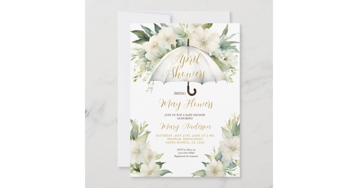 Umbrella April Showers Bring May Flowers Invitation | Zazzle