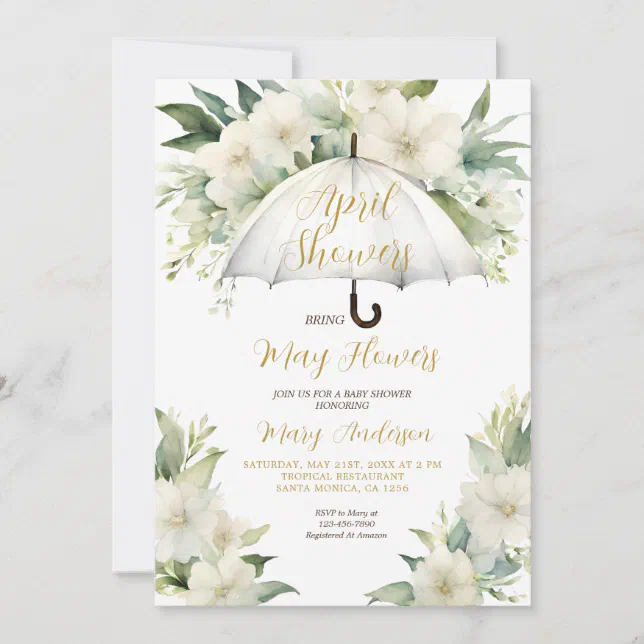 Umbrella April Showers Bring May Flowers Invitation | Zazzle