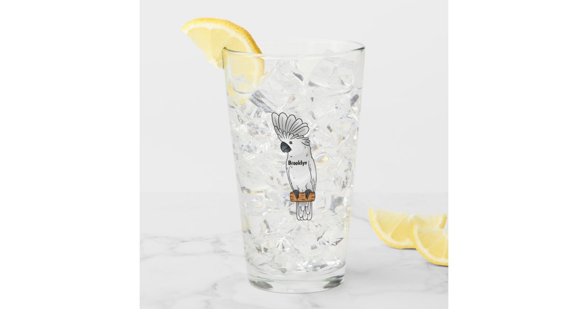 Umbrella Cockatoo Bird Cartoon Illustration Glass Zazzle