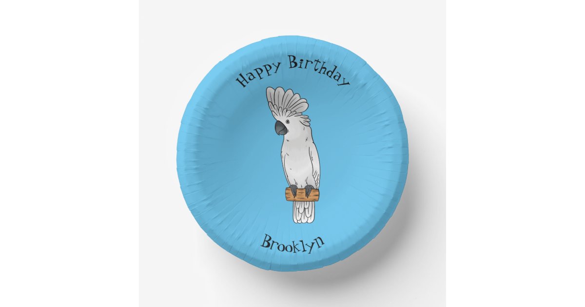 Umbrella Cockatoo Bird Cartoon Illustration Paper Bowls Zazzle