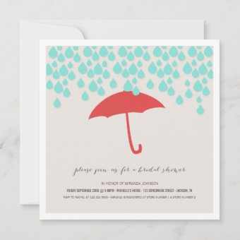 Umbrella & Rain Drops Bridal Shower Invitations | Zazzle
