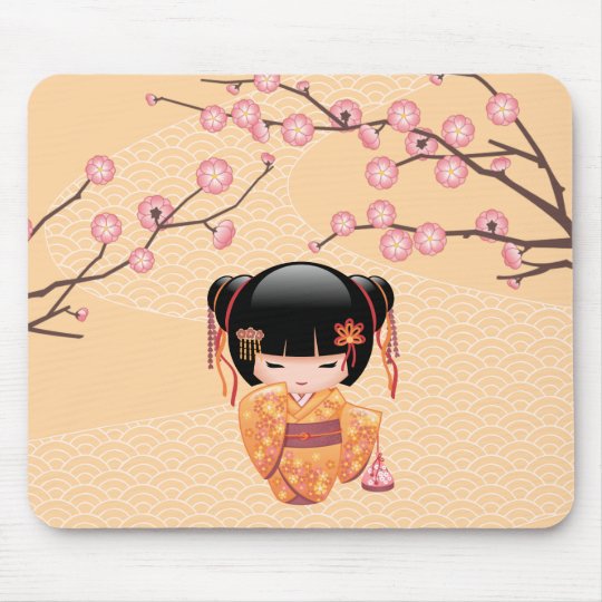 Ume Kokeshi Doll - Japanese Peach Geisha Girl Mouse Pad | Zazzle.com