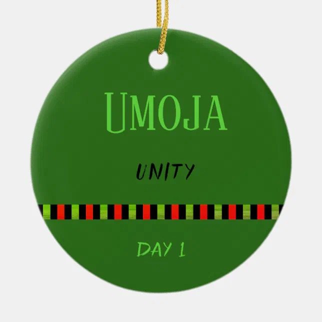 Umoja - Kwanzaa Day 1 Green Ceramic Ornament | Zazzle