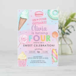 Un-four-gettable girl 4th birthday invitation. invitation | Zazzle