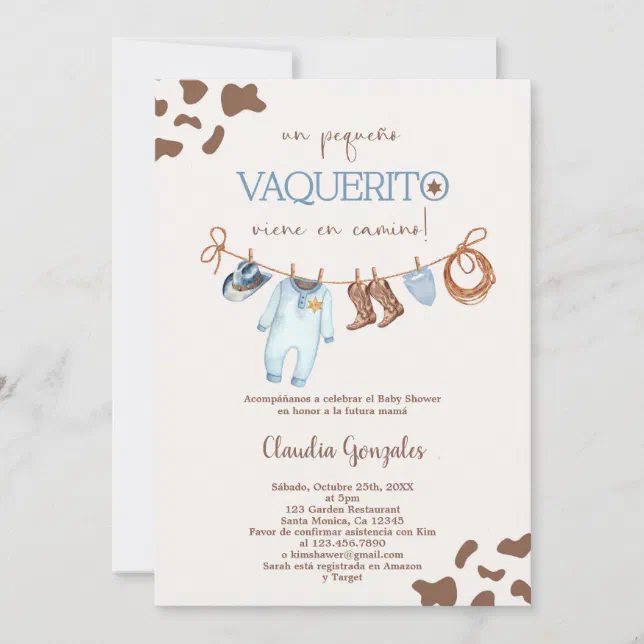 Un Pequeño Vaquerito viene en camino Baby Shower Invitation | Zazzle