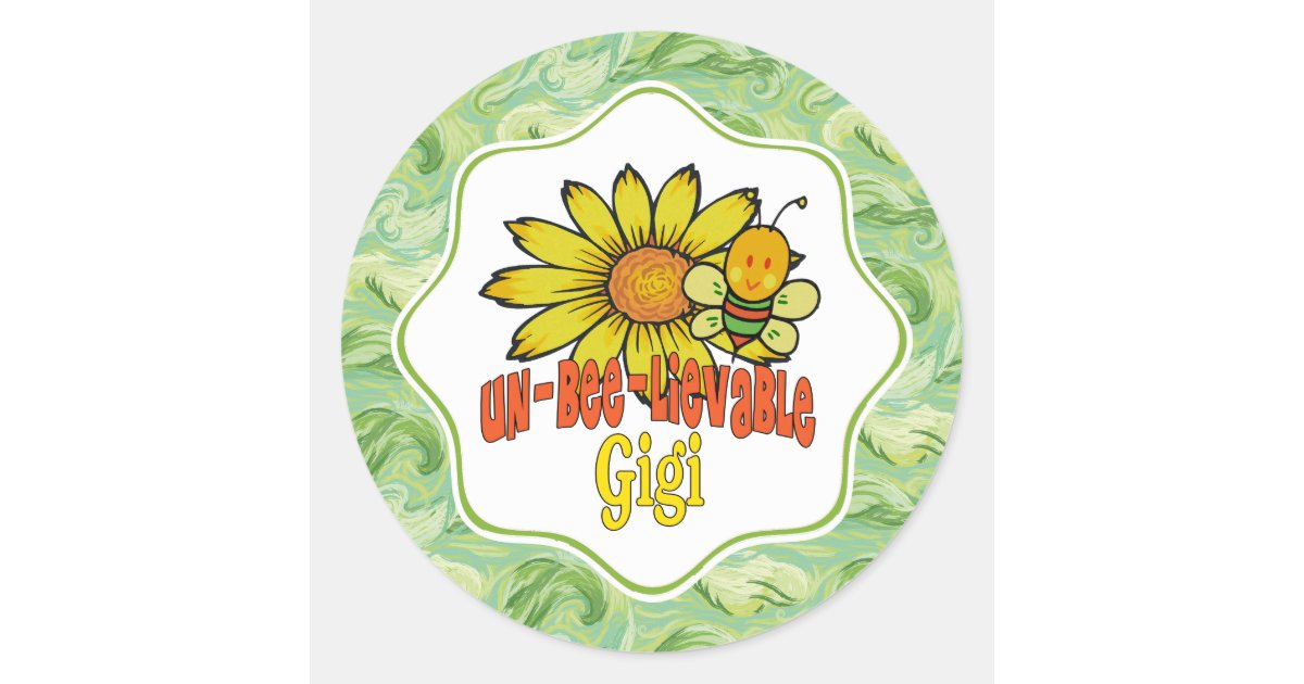 Unbelievable Gigi Sunflower and Bees Classic Round Sticker | Zazzle