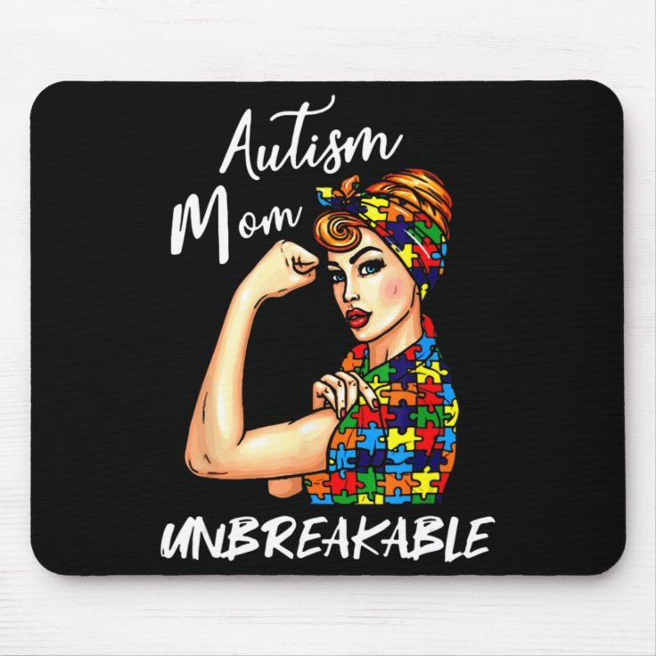 Unbreakable Autism Mom Messy Bun Autism Awareness Mouse Pad | Zazzle