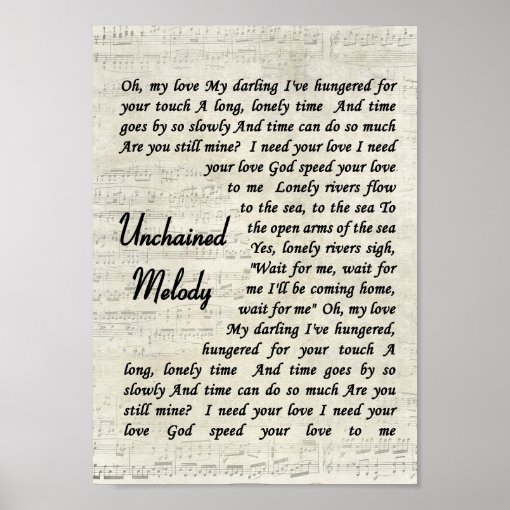 Unchained Melody Wall Art Song Lyric Print | Zazzle