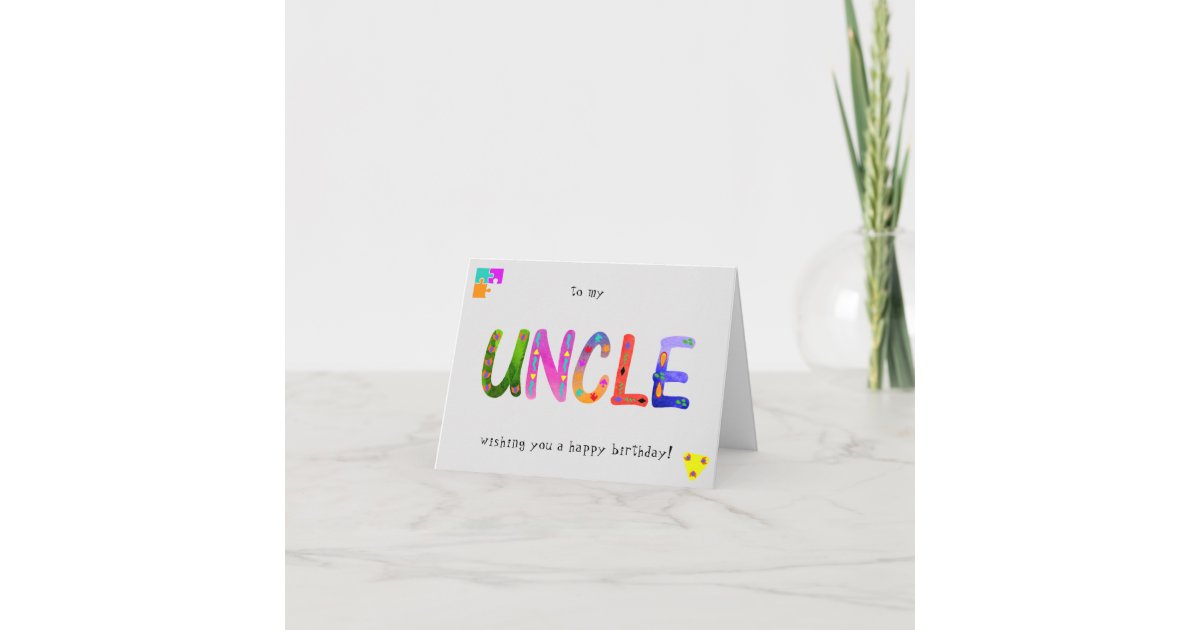 UNCLE Bold Geometric Happy Birthday greeting Card | Zazzle