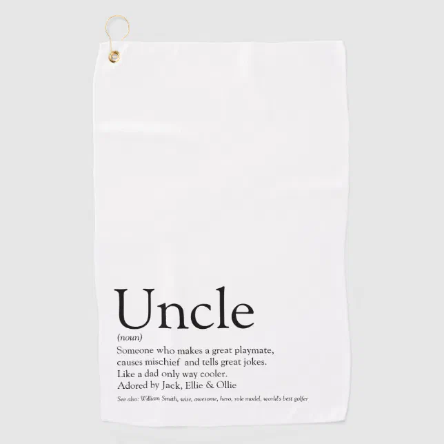 Uncle Funcle Definition Modern Fun Golf Towel | Zazzle