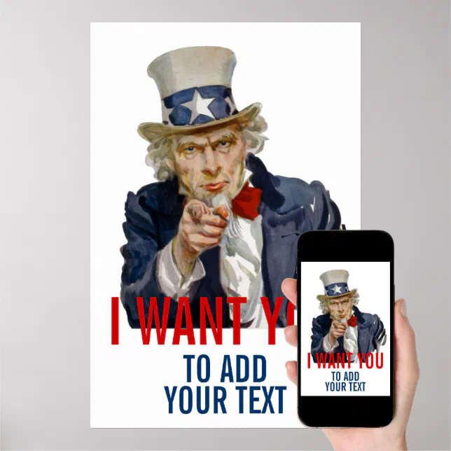 Uncle Sam Add Your Own Personalized Text Poster | Zazzle
