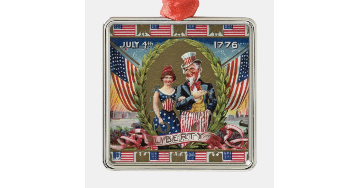 Uncle Sam and Lady Liberty Metal Ornament | Zazzle