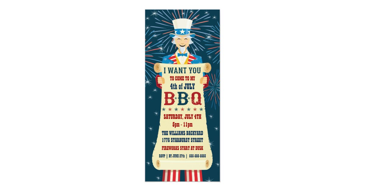 Uncle Sam BBQ Invitation | Zazzle.com