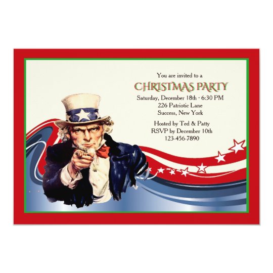 Uncle Sam Christmas Party Invitation | Zazzle.com