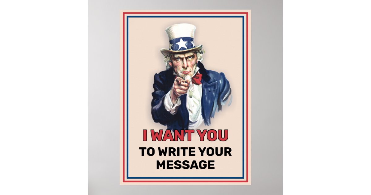 Uncle Sam Custom Text Recruiting Poster | Zazzle