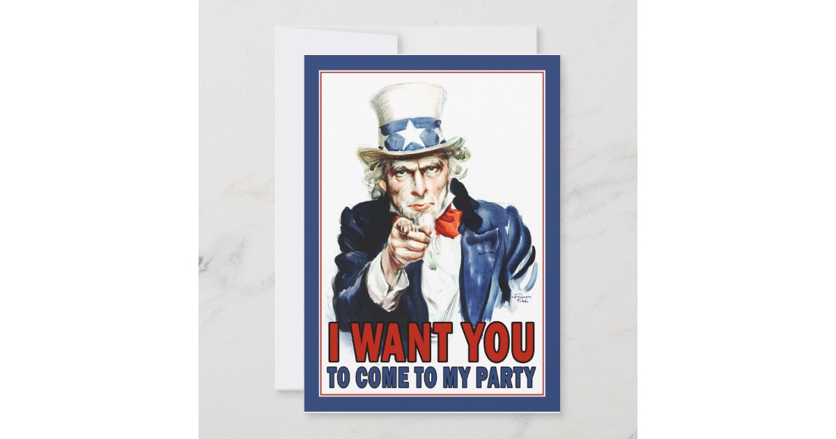 Uncle Sam - I WANT YOU - Party Invitation | Zazzle