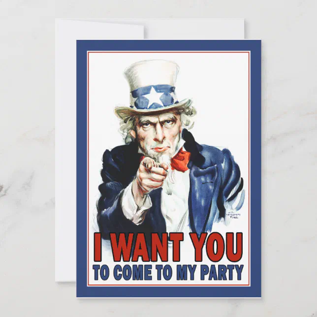 Uncle Sam - I WANT YOU - Party Invitation | Zazzle