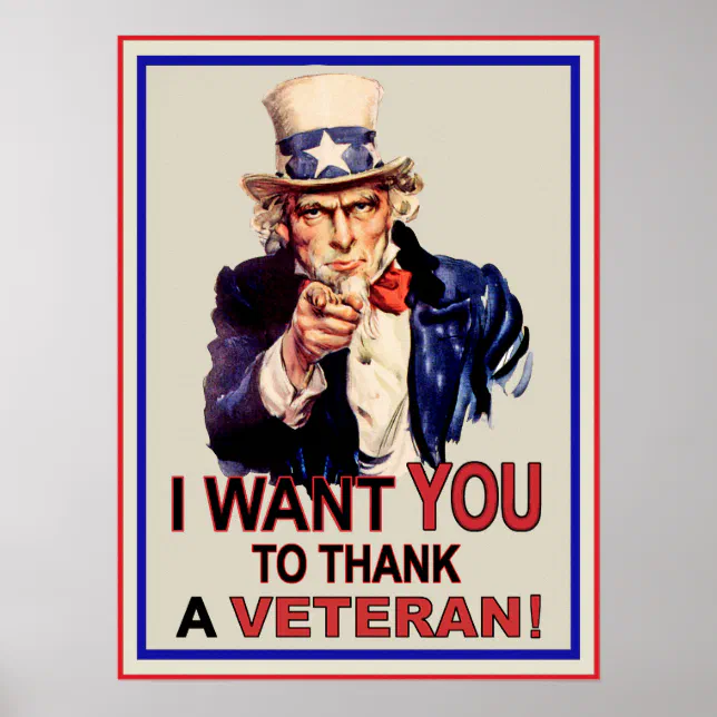 Uncle Sam I Want You To Thank A Veteran Poster | Zazzle