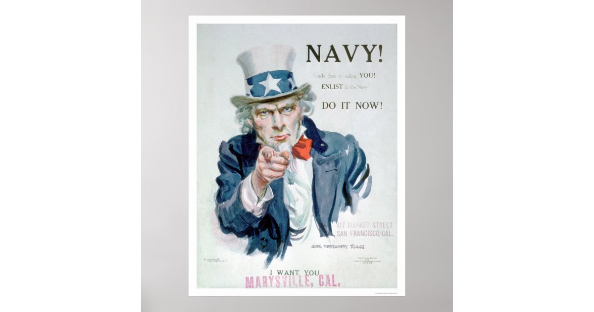 Uncle Sam is Calling You! Enlist Navy (US02148B) Poster | Zazzle