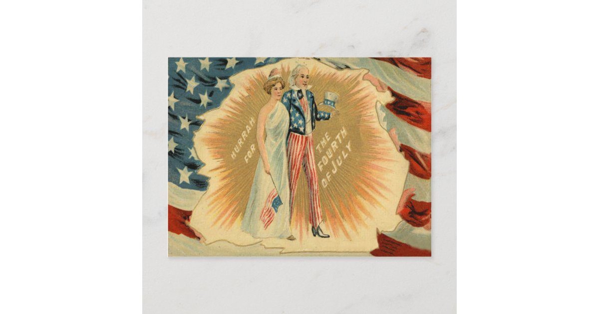 Uncle Sam Lady Liberty US Flag Postcard | Zazzle