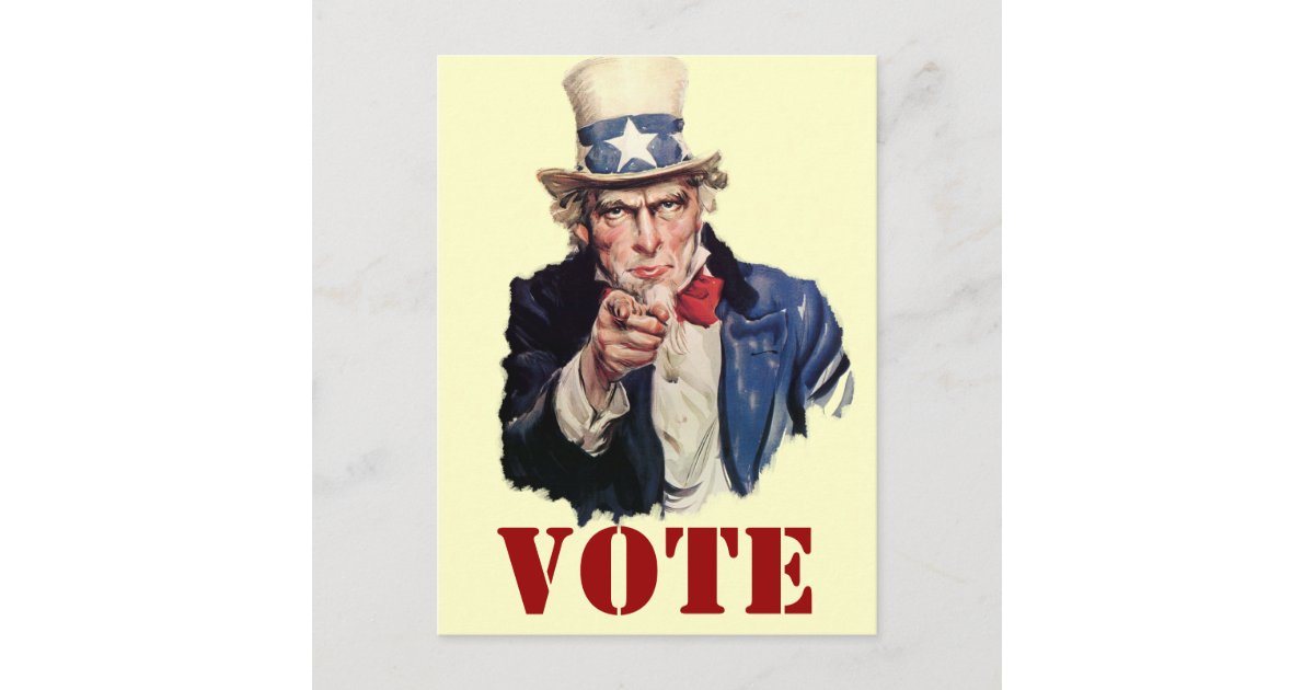 Uncle Sam Patriotic VOTE Designs Postcard | Zazzle